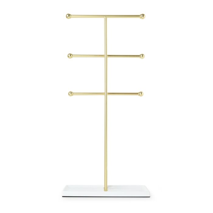 Umbra - Trigem Jewellery Stand - White/Brass | Bigwicks.co.uk